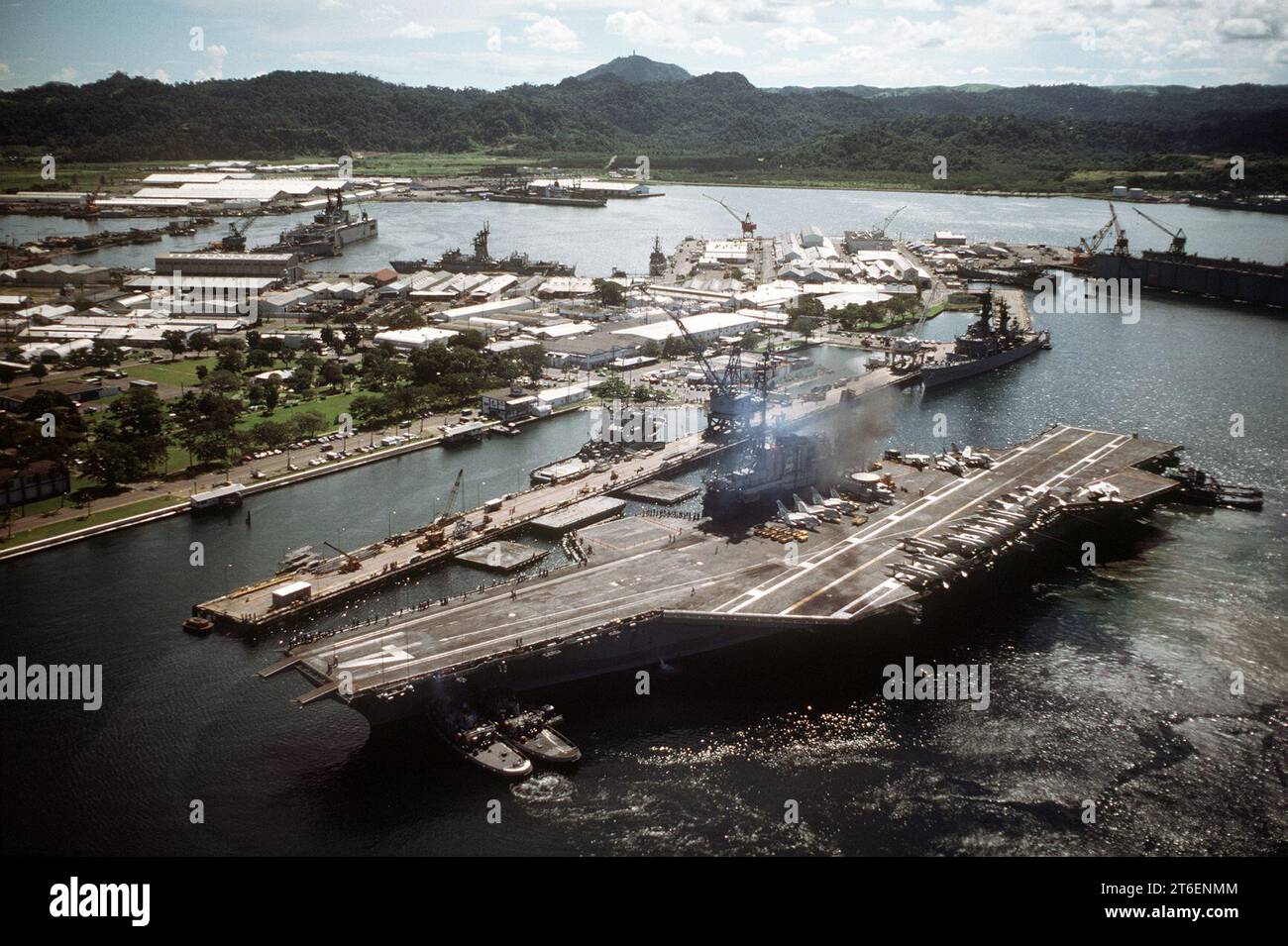 USS Midway (CV-41) at Naval Station Subic Bay, Philippines, on 14 ...