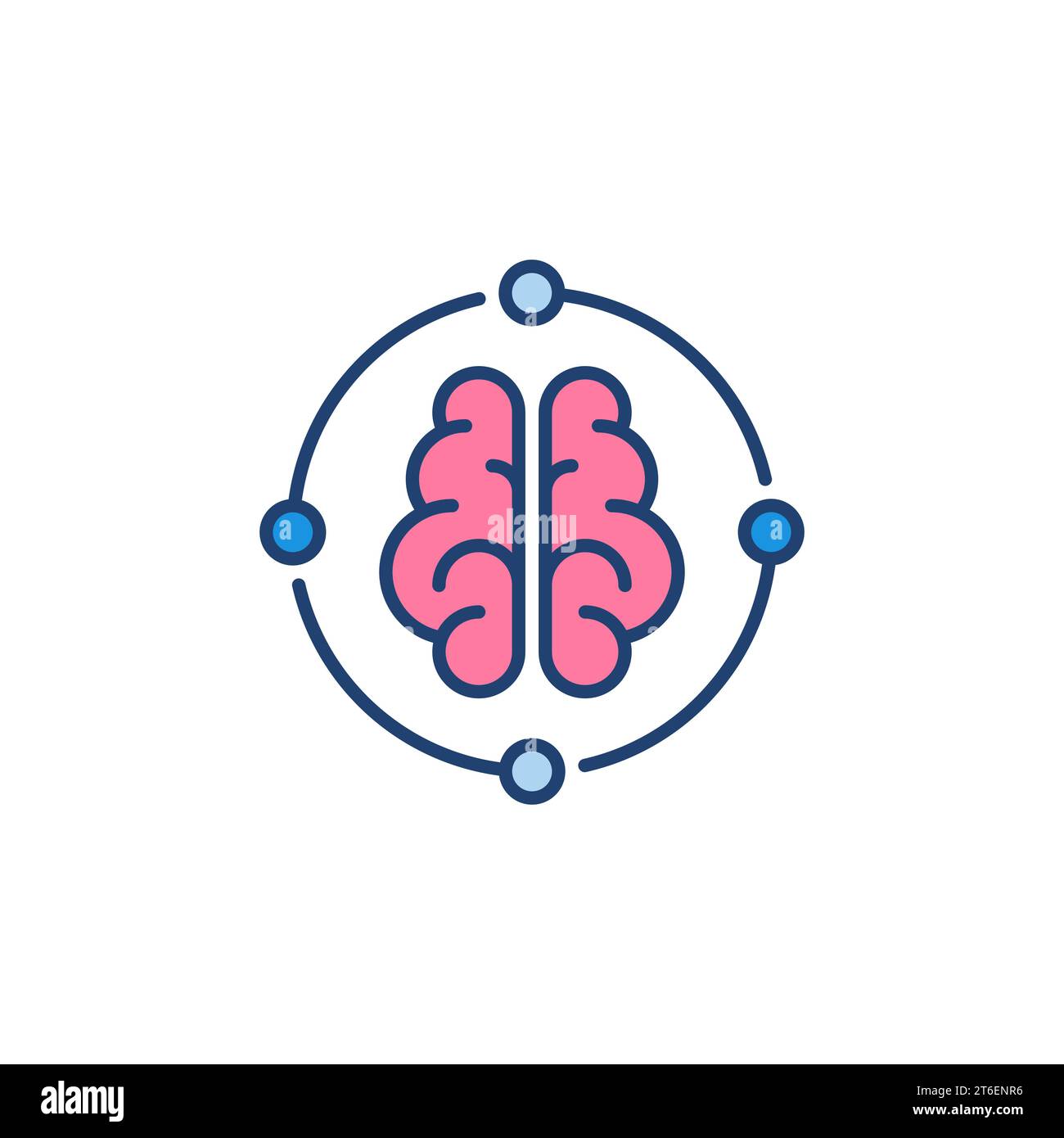 AI Brain Neural Network vector concept round colored icon or design ...