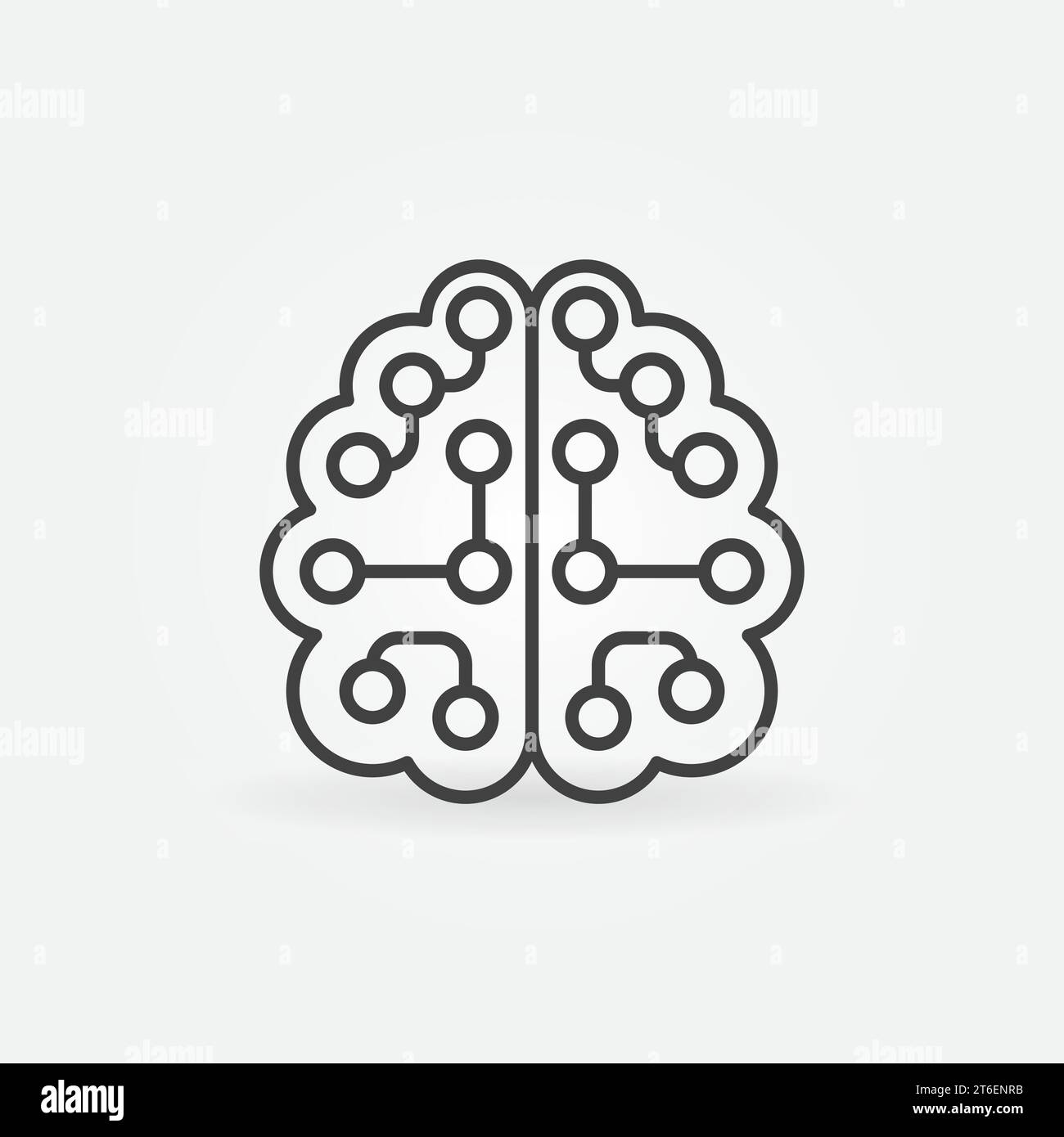 Artificial Intelligence Brain vector linear icon. AI or Machine ...