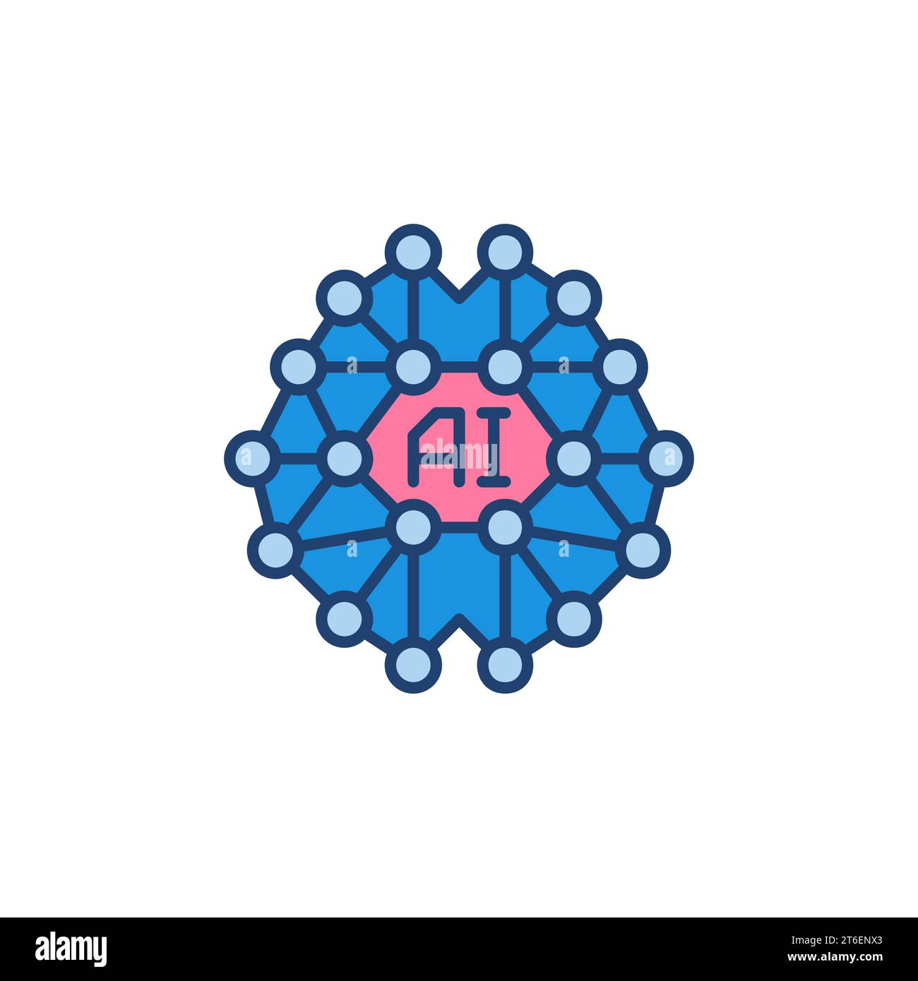 Digital Brain colored vector icon - AI or ML concept modern symbol ...