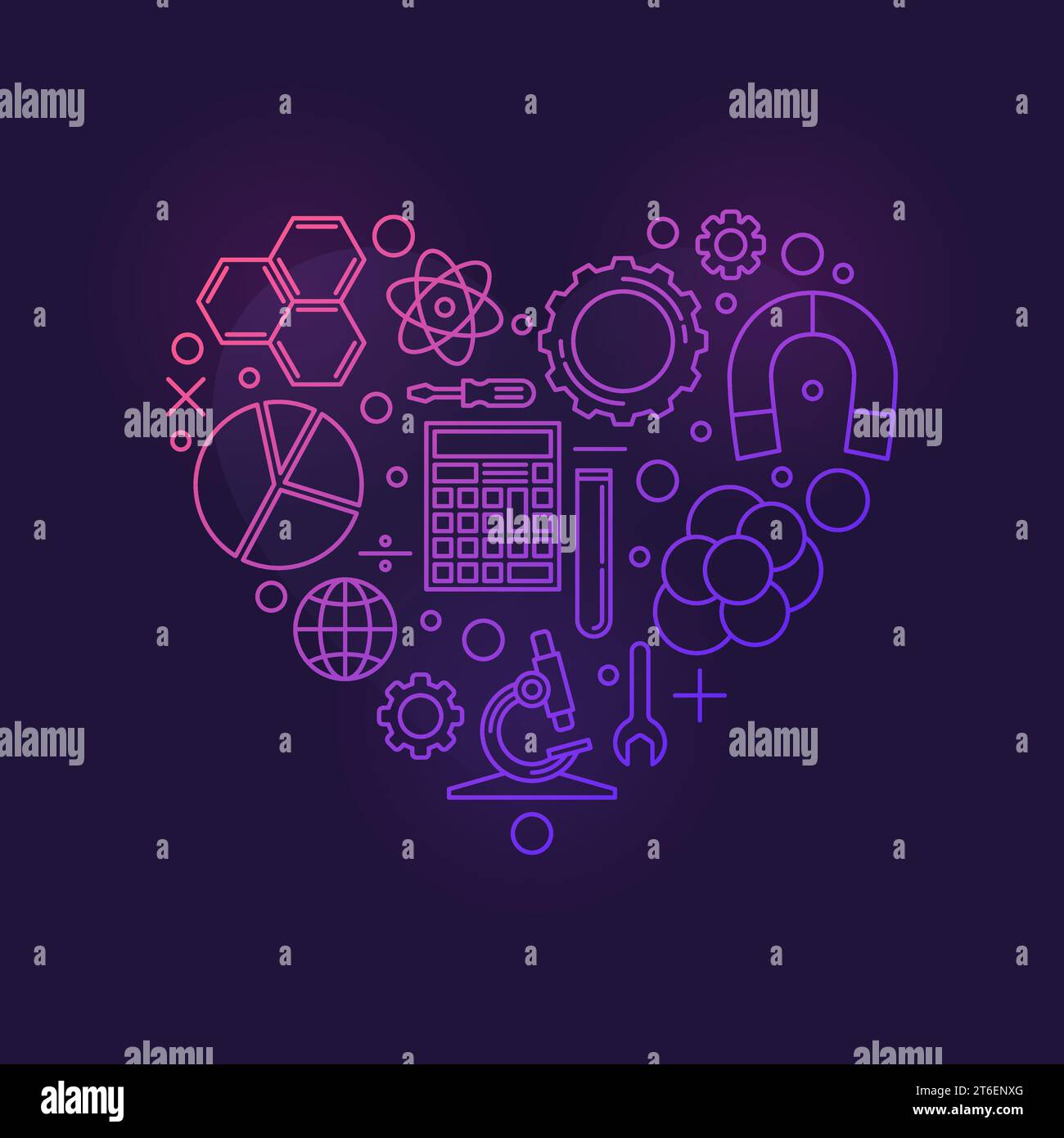 STEM Heart colorful concept Banner. Science, Technology, Engineering ...