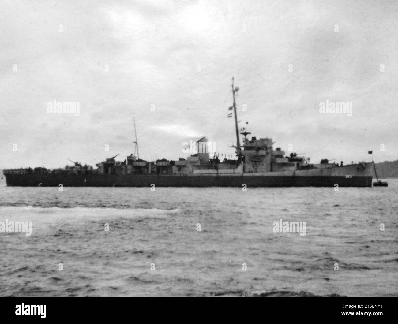 USS Mills (DE-383) moored to a buoy, circa in 1944 Stock Photo - Alamy