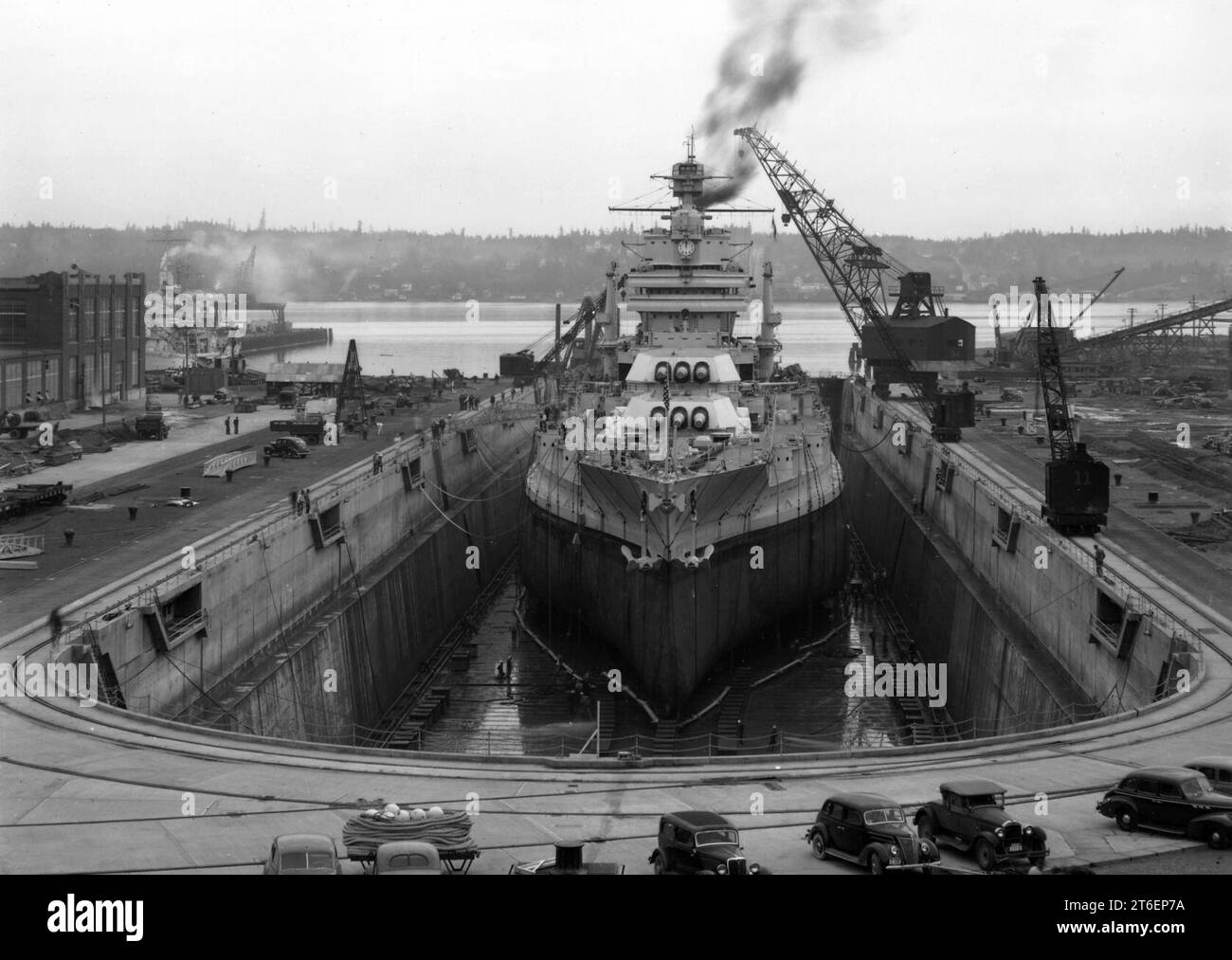 USS Mississippi (BB-41) in dry dock Puget Sound NS 1940 Stock Photo - Alamy