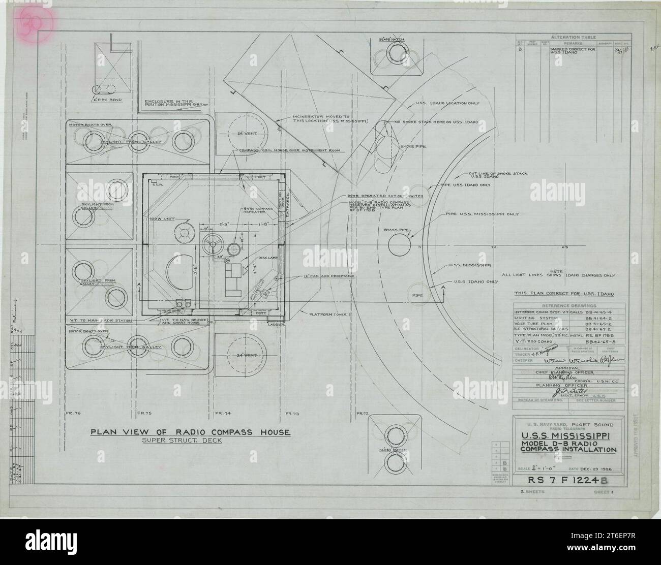 USS Mississippi (BB-41)- Model D-B Radio Compass Installation Stock ...