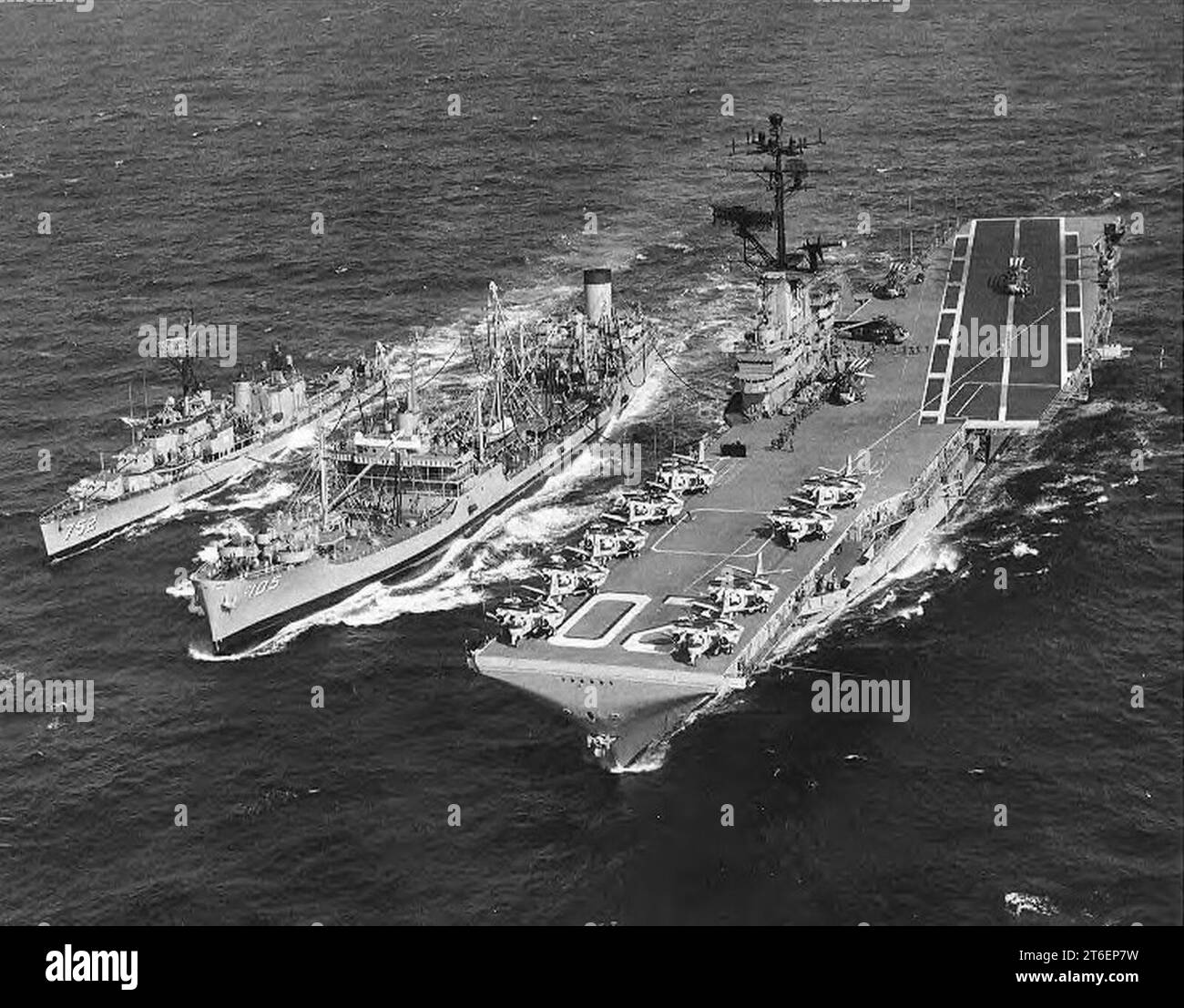 USS Mispillion (AO-105) refuels USS Bennington (CVS-20) and USS Alfred ...