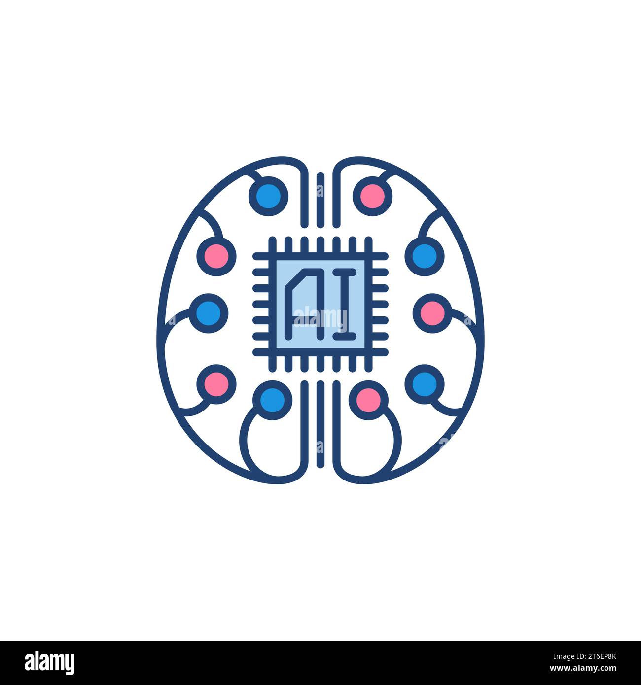 AI Brain with Chip vector Cyberbrain concept colored icon or logo ...
