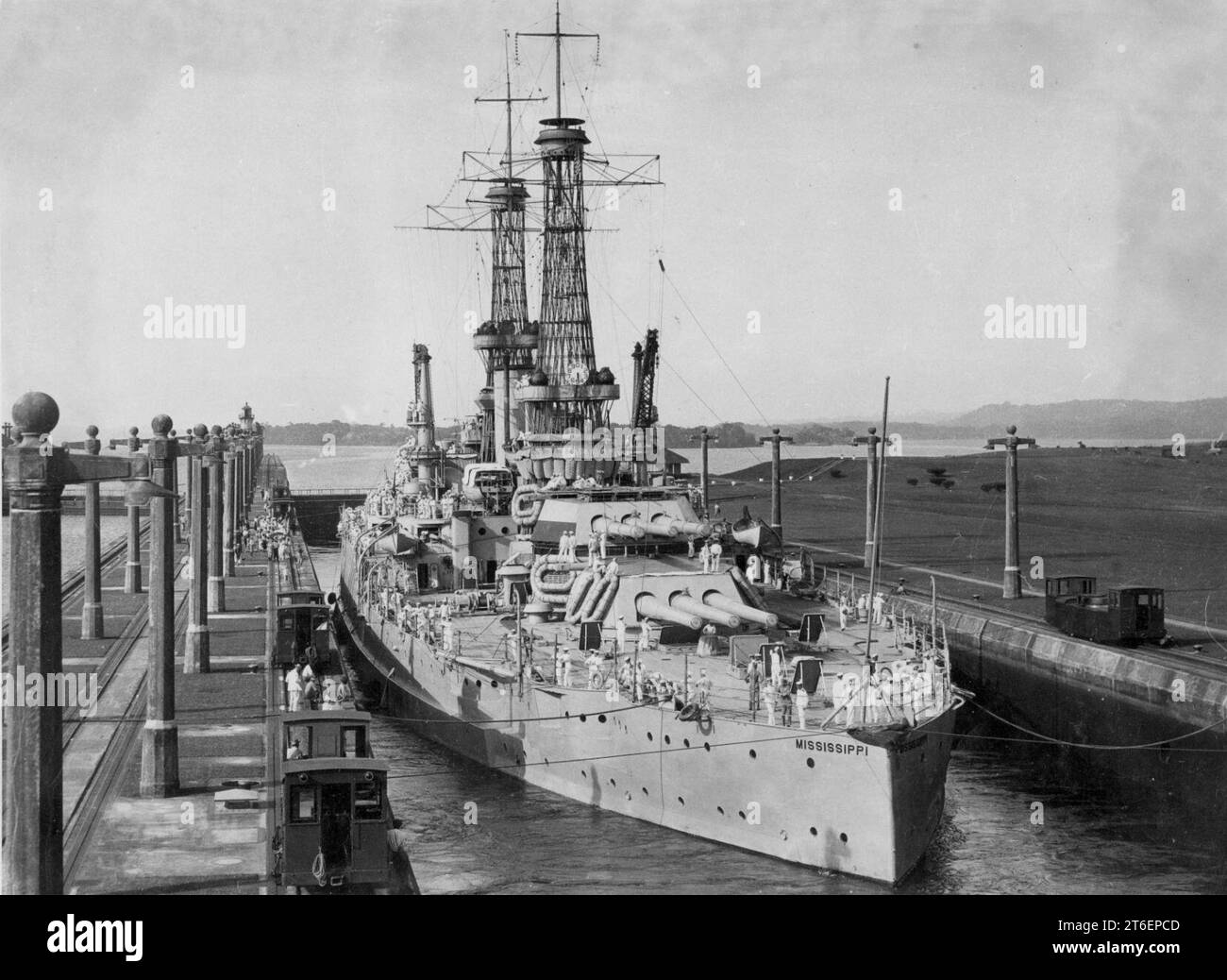 USS Mississippi BB-41 Panama Canal 1920s Stock Photo - Alamy