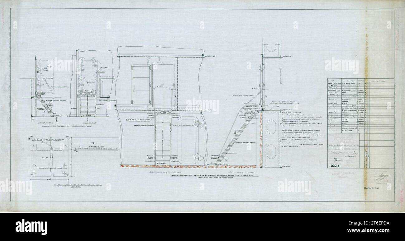 USS Missouri (BB-11)- Ladder from Main Deck Diagonal Casemate Aft and ...