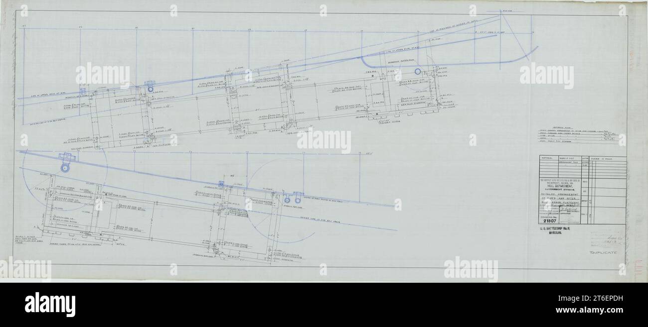 USS Missouri (BB-11)- Detailed Arrangement of Forward and After Side ...