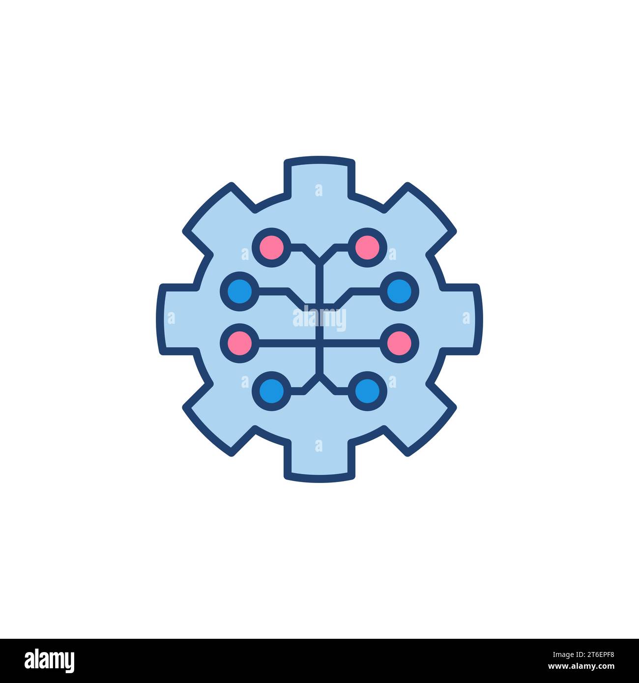 Digital Brain in Cog-Wheel colored vector icon. AI or ML concept ...