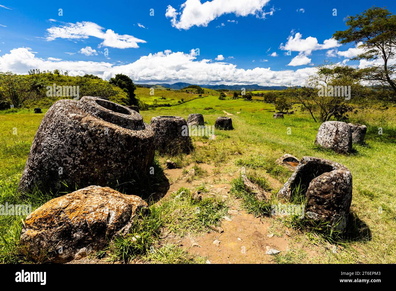 Plain of Jars(Jars plain), group 1 of site 1, Phonsavan, Xiangkhouang ...