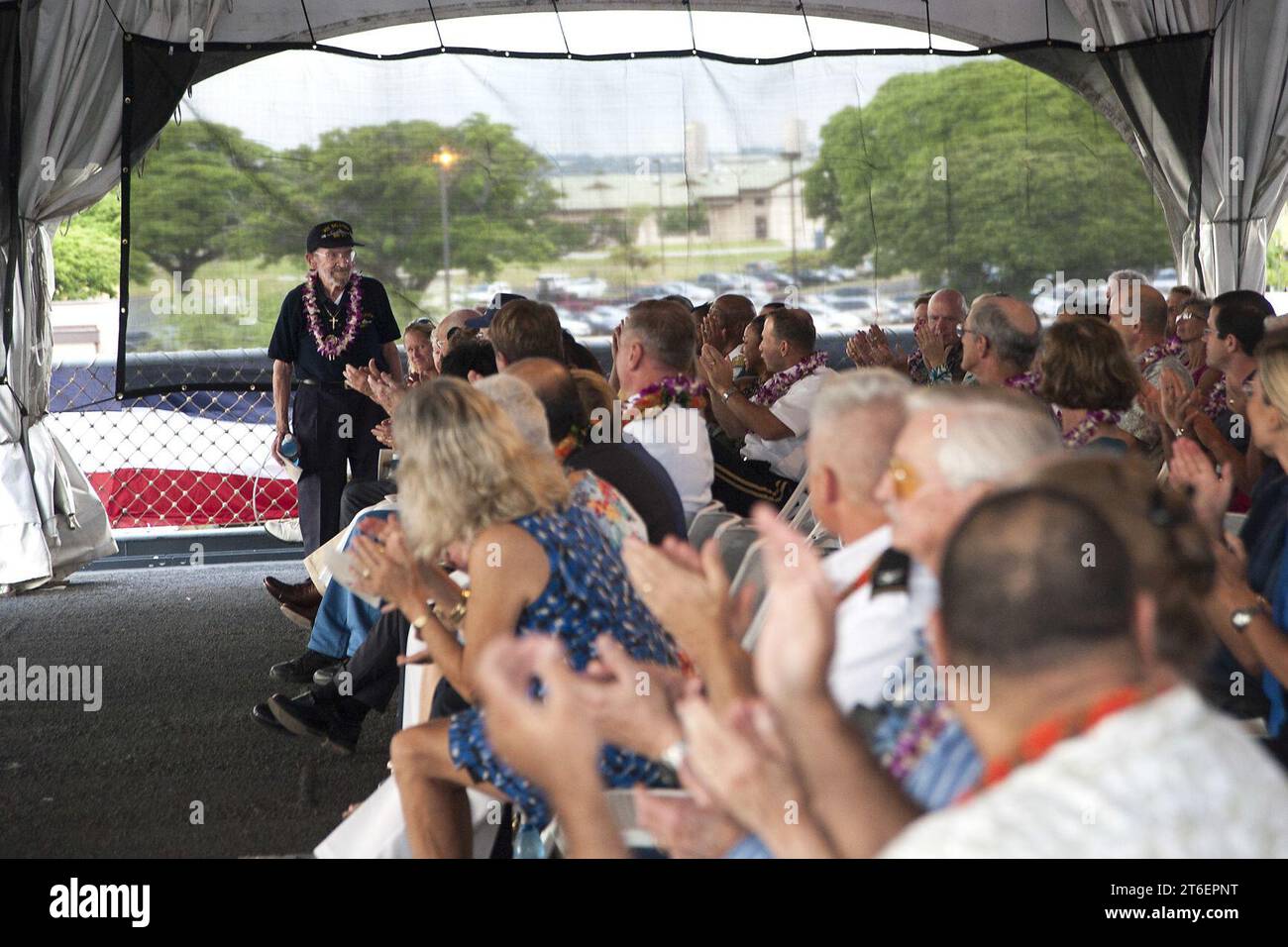 USS Missouri Memorial Veterans Day Sunset Ceremony 141111 Stock Photo ...