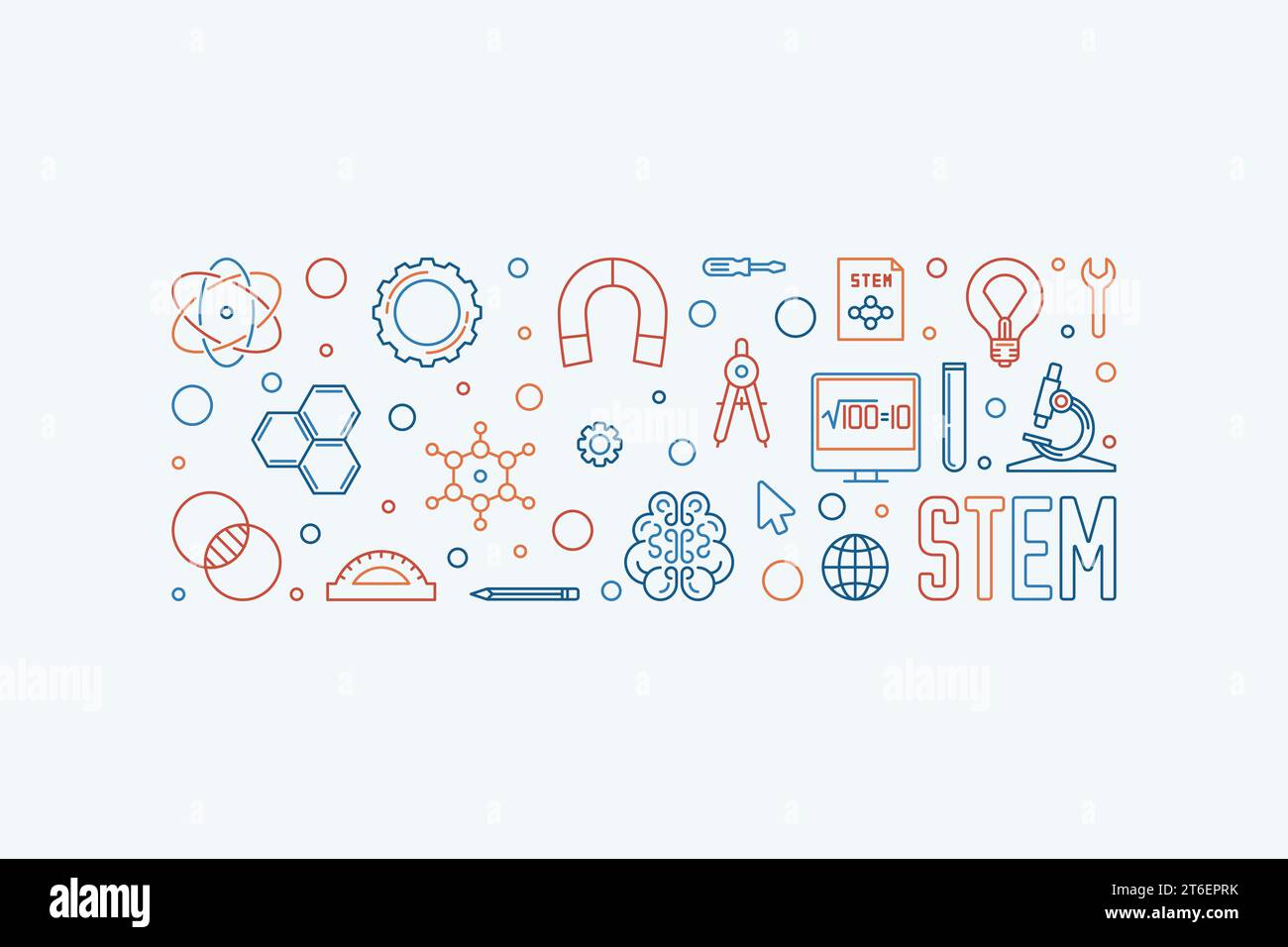 Science, Technology, Engineering and Mathematics - STEM vector horizontal creative banner or ...