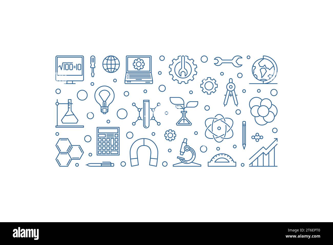 STEM concept minimal horizontal banner - Science, Technology ...