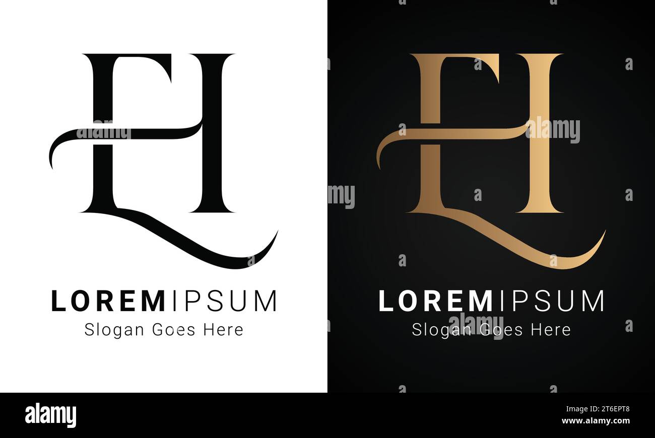Luxury Initial HE or EH Monogram Text Letter Logo Design Stock Vector ...