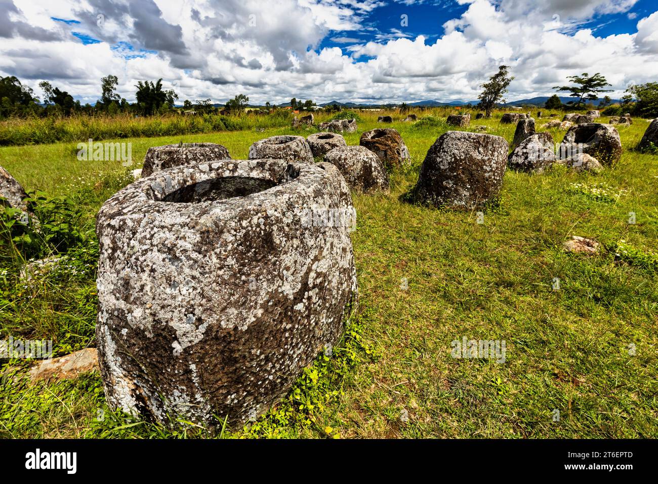 Plain of Jars(Jars plain), group 2 of site 1, Phonsavan, Xiangkhouang ...
