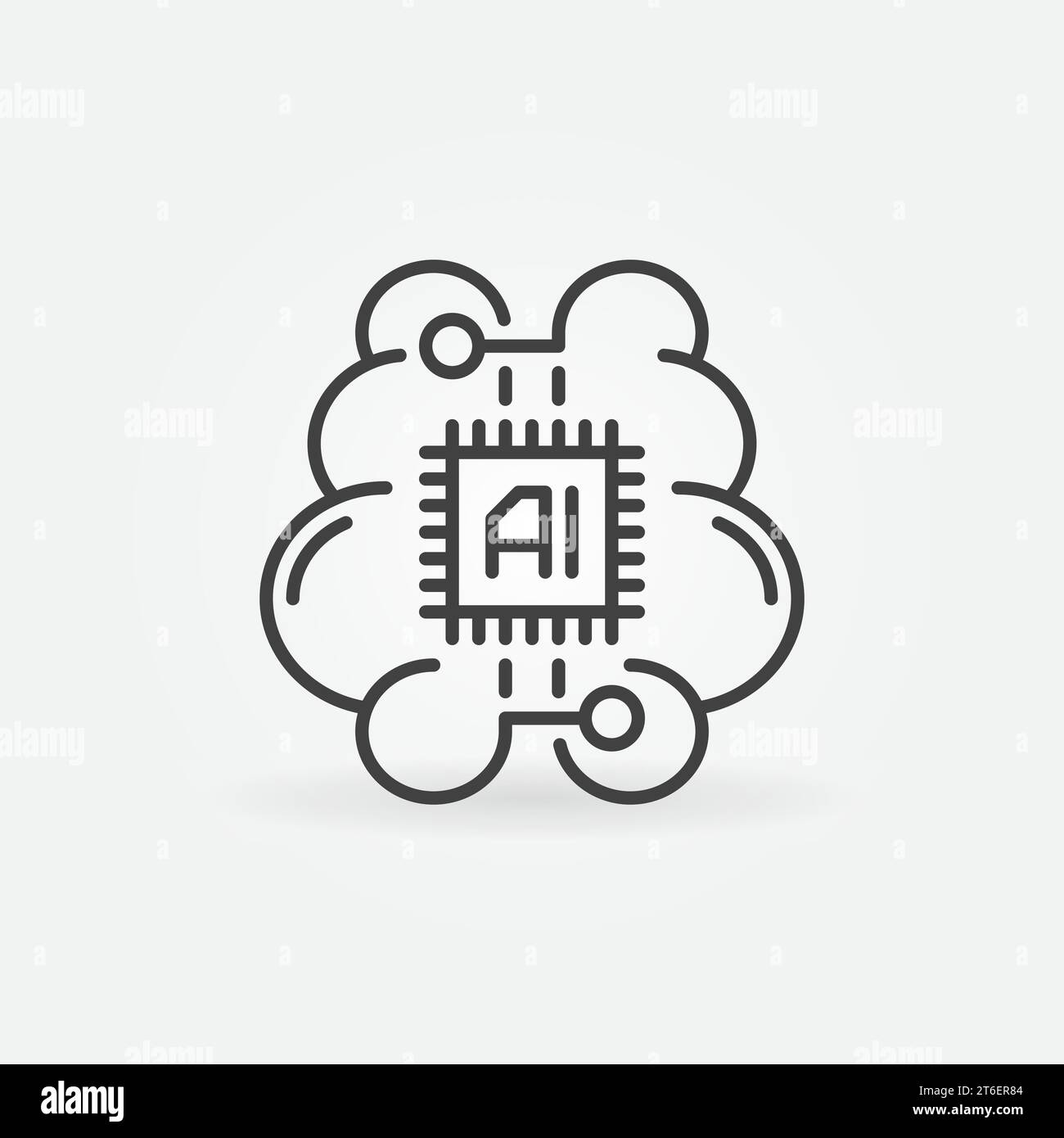 Digital Brain with Processor vector concept icon or symbol in outline ...