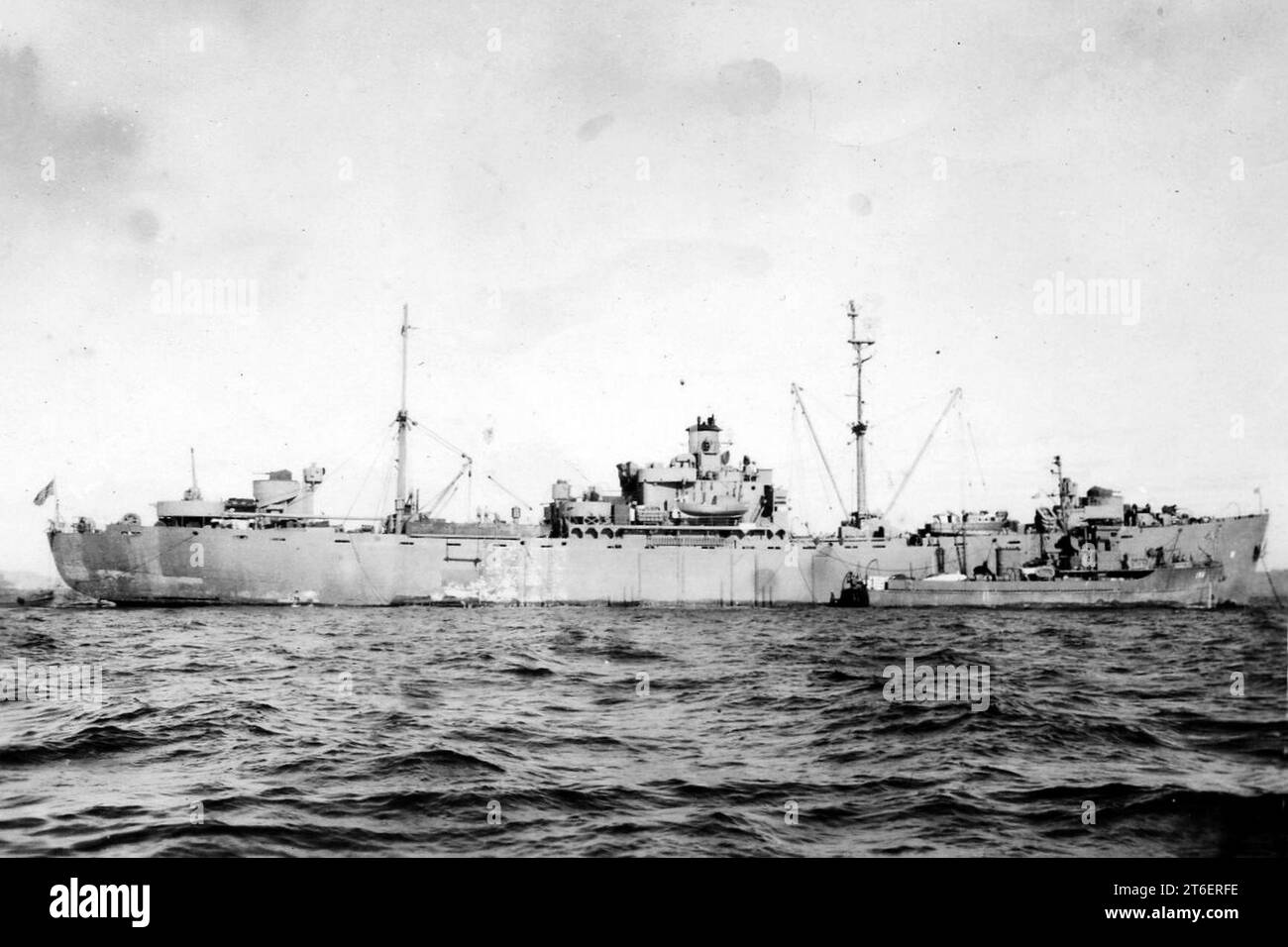 USS Mona Island (ARG-9) at anchor off Okinawa, Japan, in 1945 Stock ...
