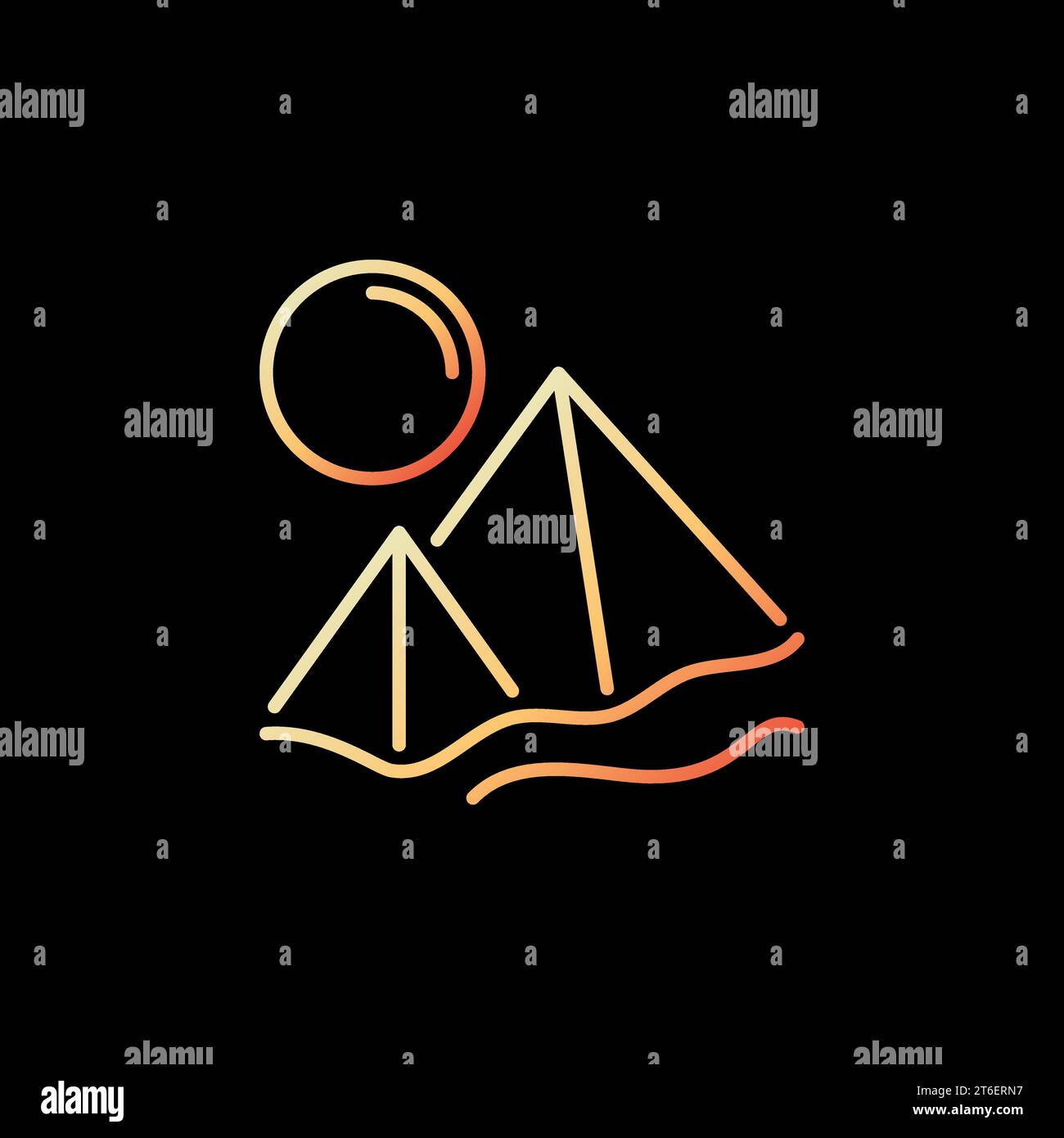 Egypt Pyramids vector concept simple outline colorful icon or symbol on ...