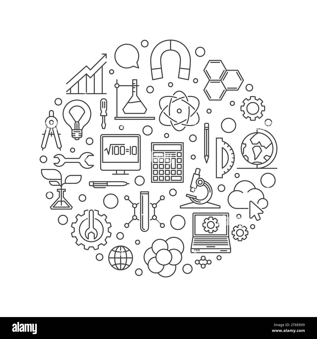 STEM - science, technology, engineering and mathematics vector circle ...