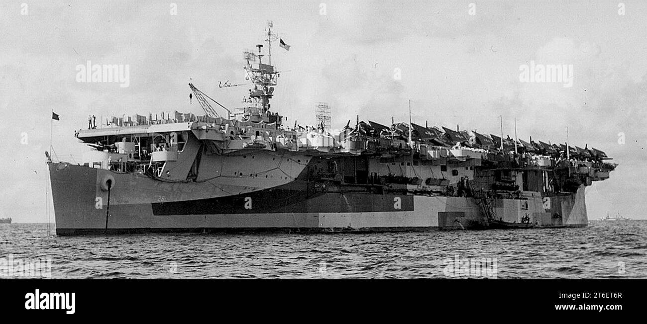 USS Monterey (CVL-26) at anchor at Eniwetok on 6 September 1944 Stock ...