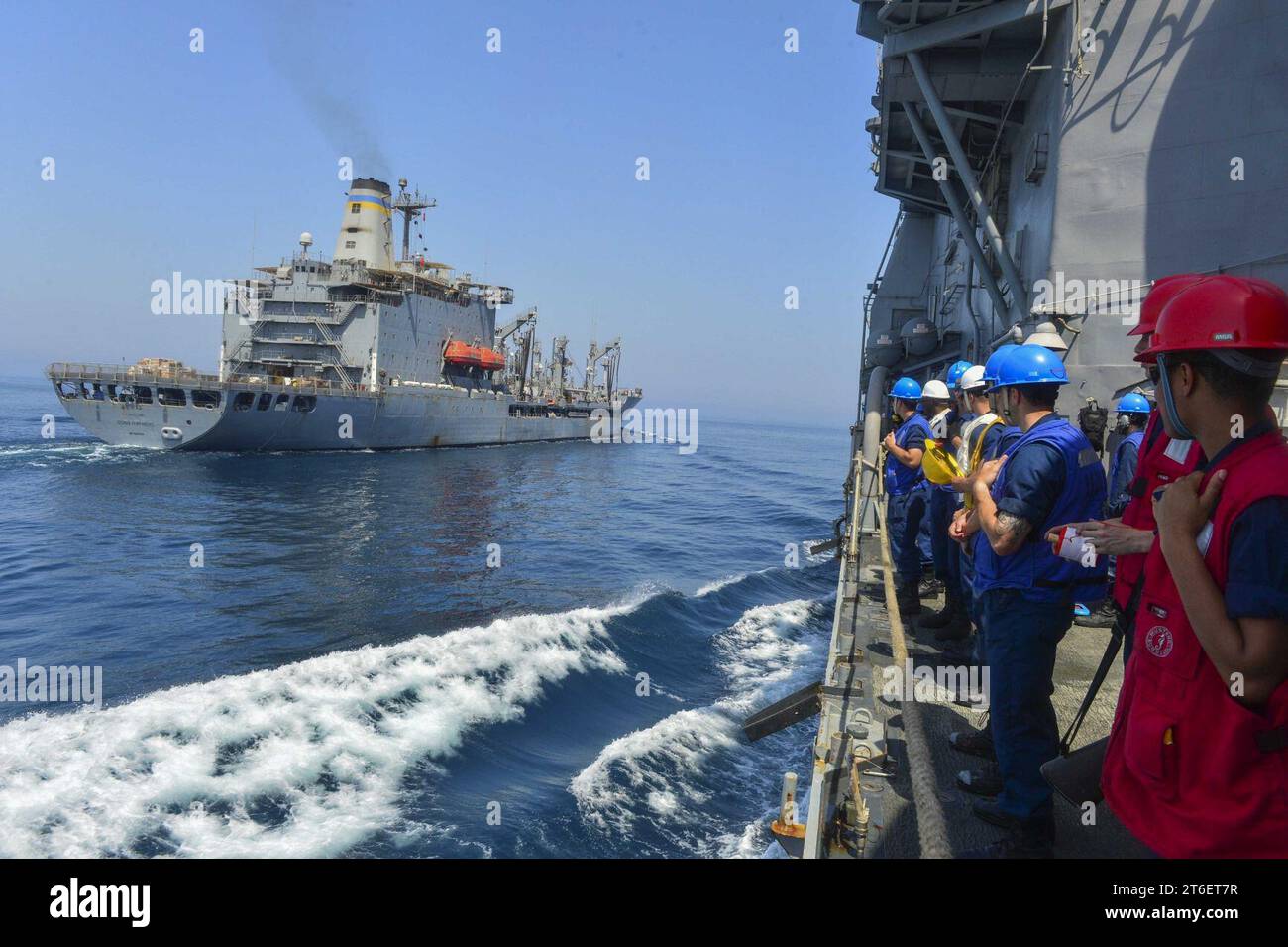 USS Monterey conducts a replenishment-at-sea. (8938605679 Stock Photo ...