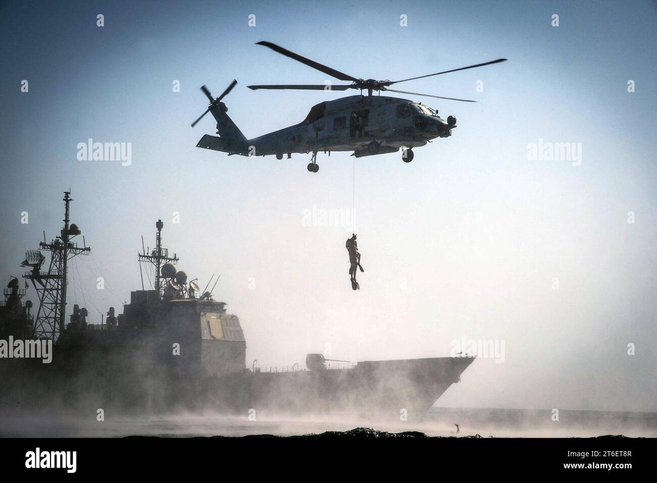 USS Monterey conducts a Search and Rescue training evolution ...