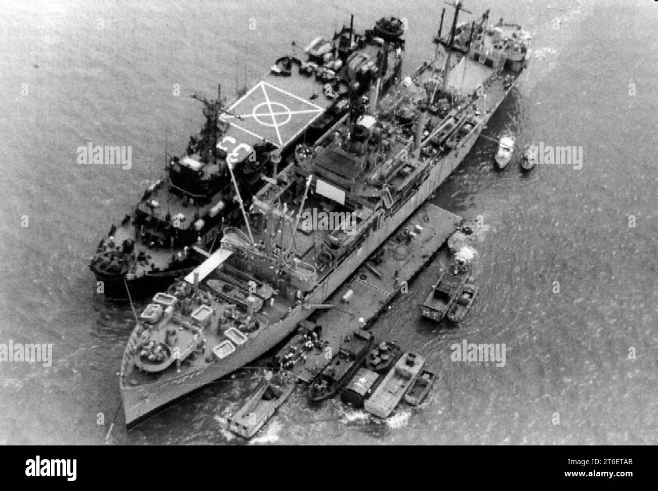 USS Montrose (APA-212) and USS Benewah (APB-35) anchored at Vung Tau ...