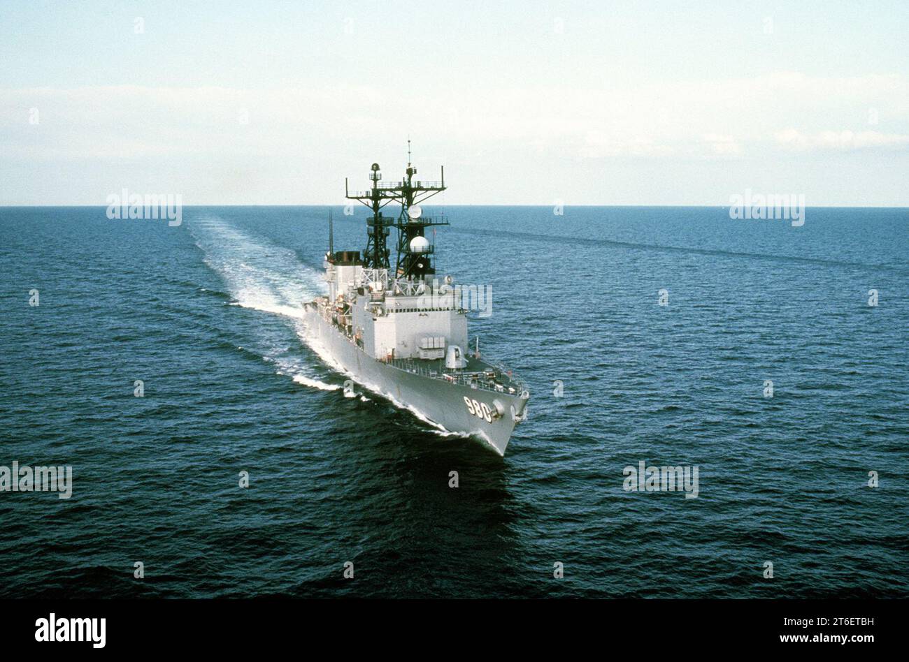 USS Moosbrugger (DD-980) elevated stbd bow view Stock Photo - Alamy