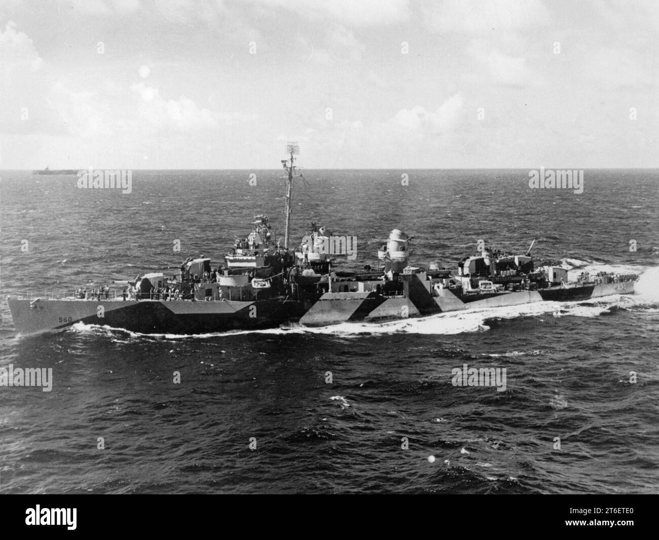 USS Morrison (DD-560) underway in the Pacific Ocean on 24 July 1944 ...
