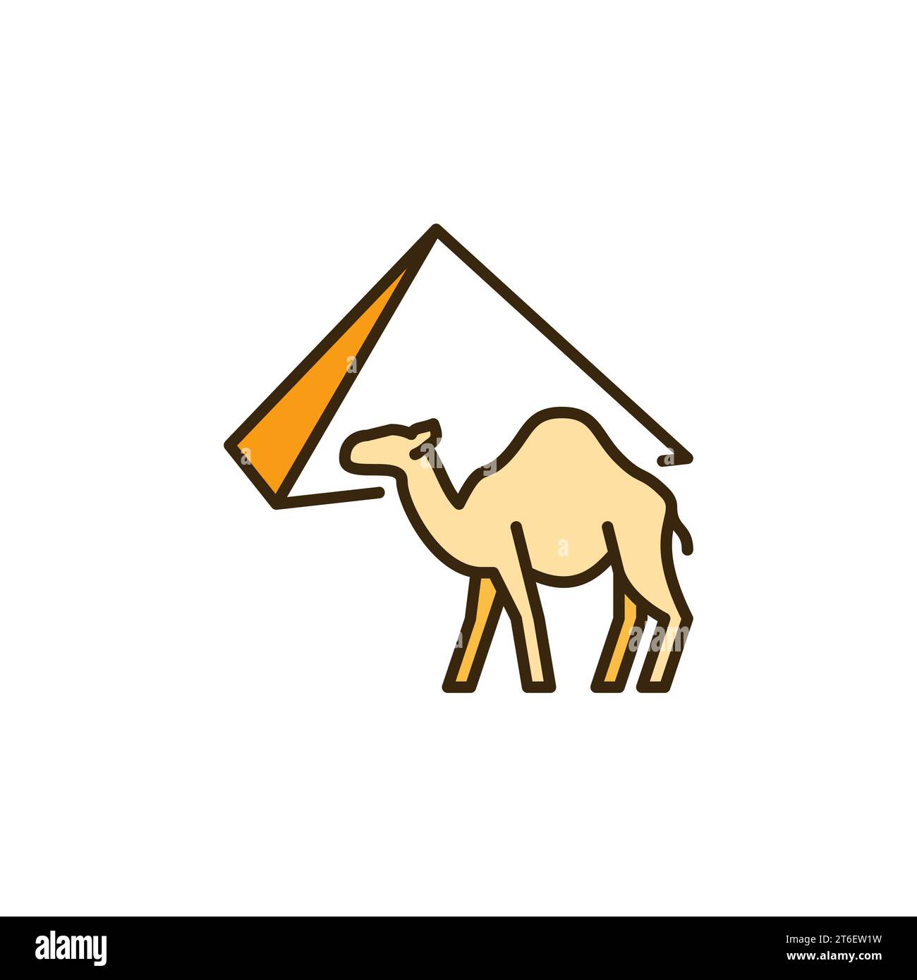 Camel and Egypt Pyramid vector concept colored modern icon or sign ...