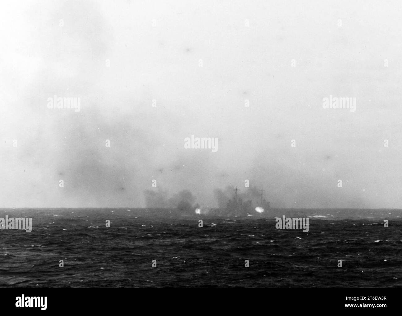 USS Nashville (CL-43) firing at a Japanese picket boat on 18 April 1942 ...