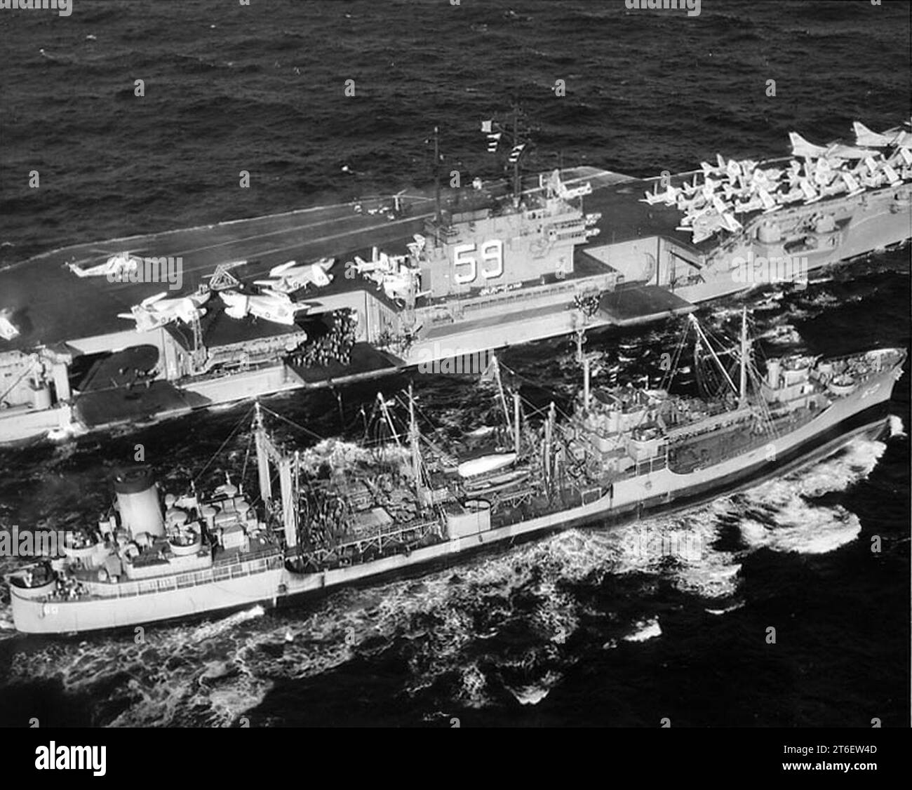 USS Nantahala (AO-60) refuels USS Forrestal (CVA-59) during OP ...
