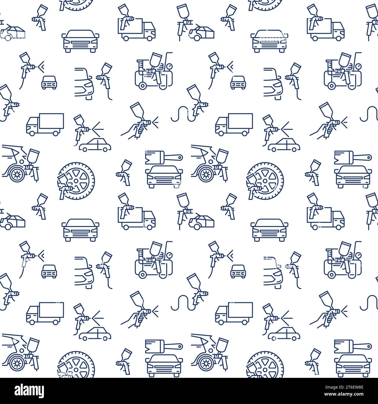 Automotive Painting vector simple concept seamless pattern in outline ...