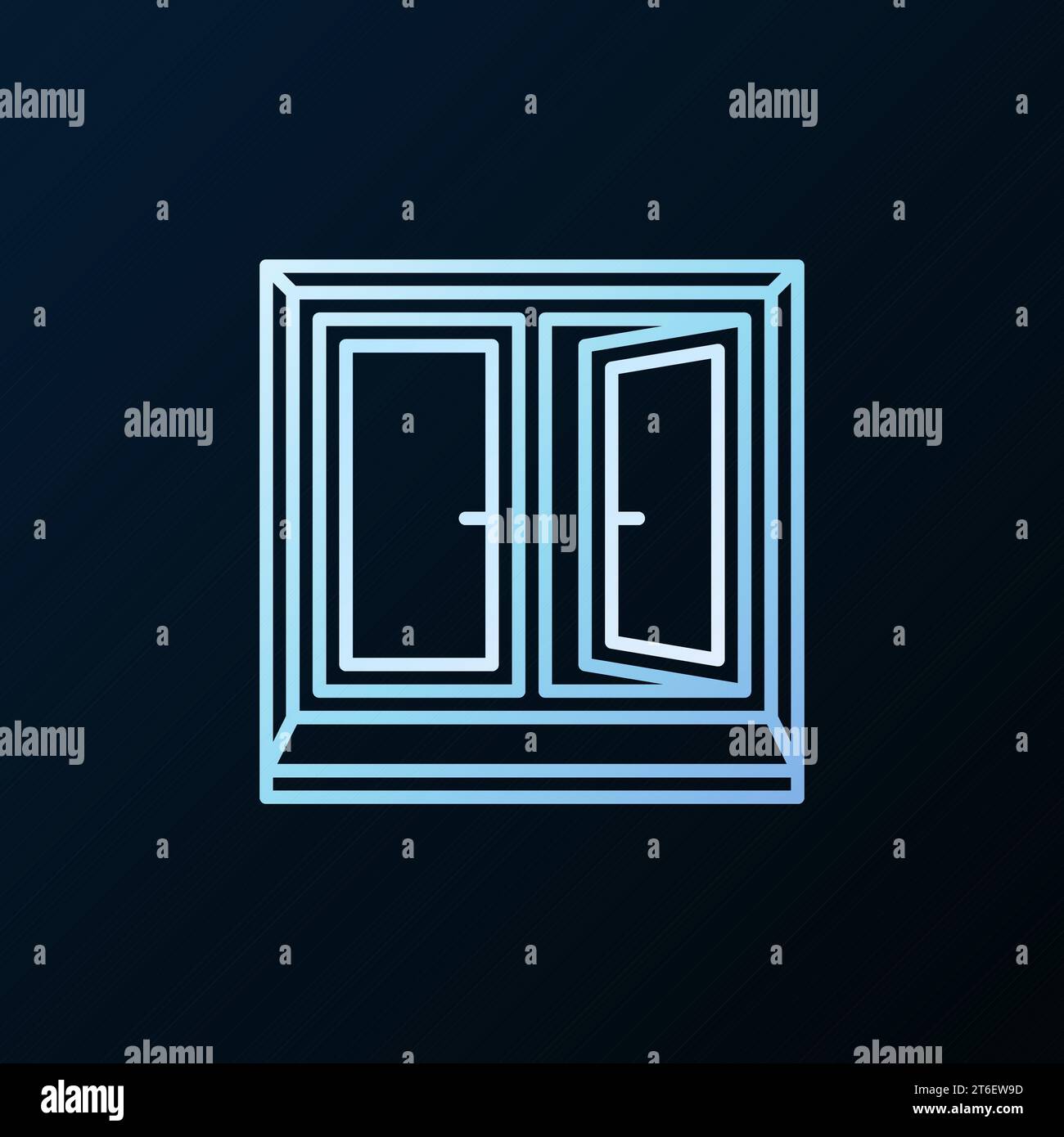 Vector Opened Window outline vector concept blue icon or logo element ...