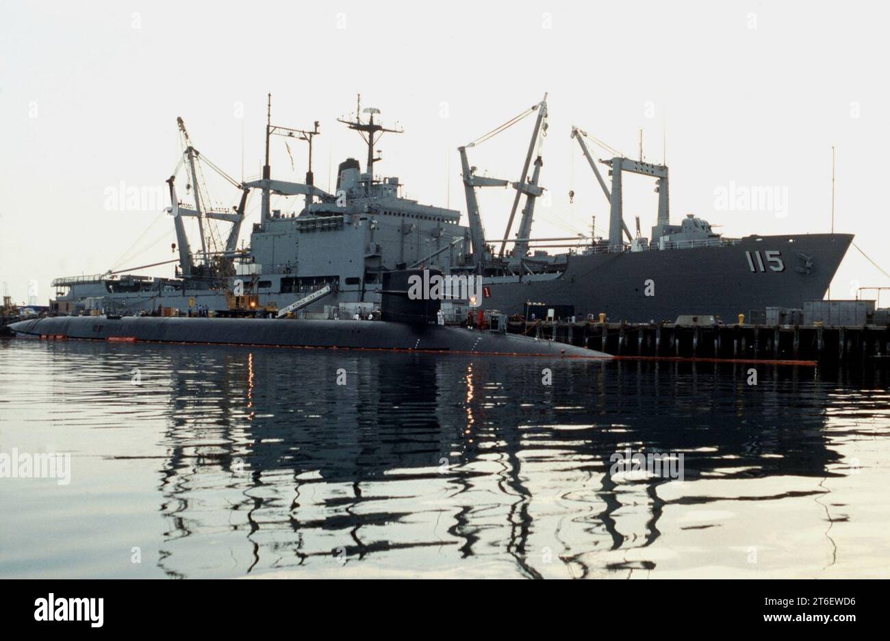 USS Nevada (SSBN-733) and USS Mobile (LKA-115) at Long Beach NS 1990 ...