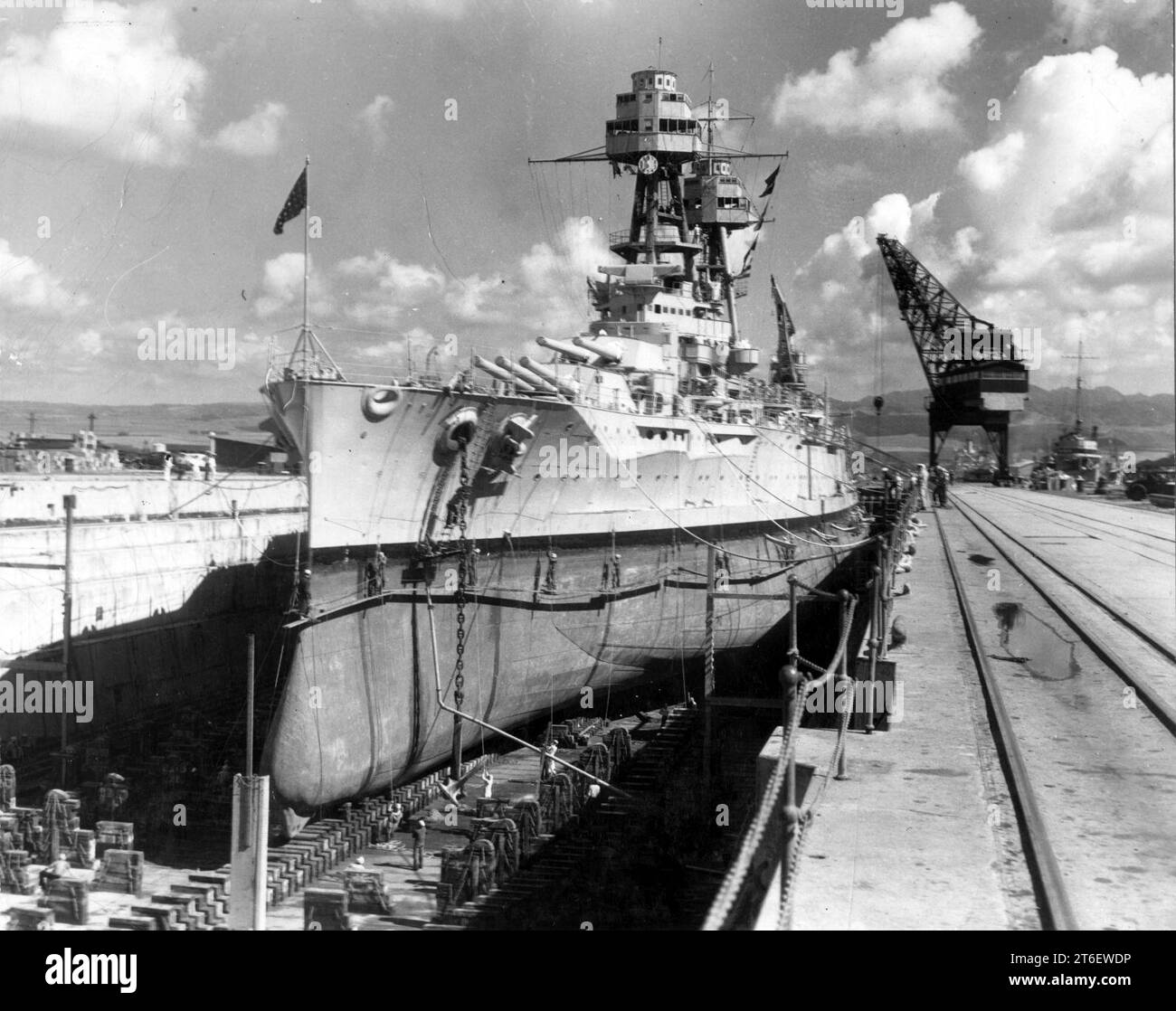 USS Nevada (BB-36) in drydock Stock Photo - Alamy