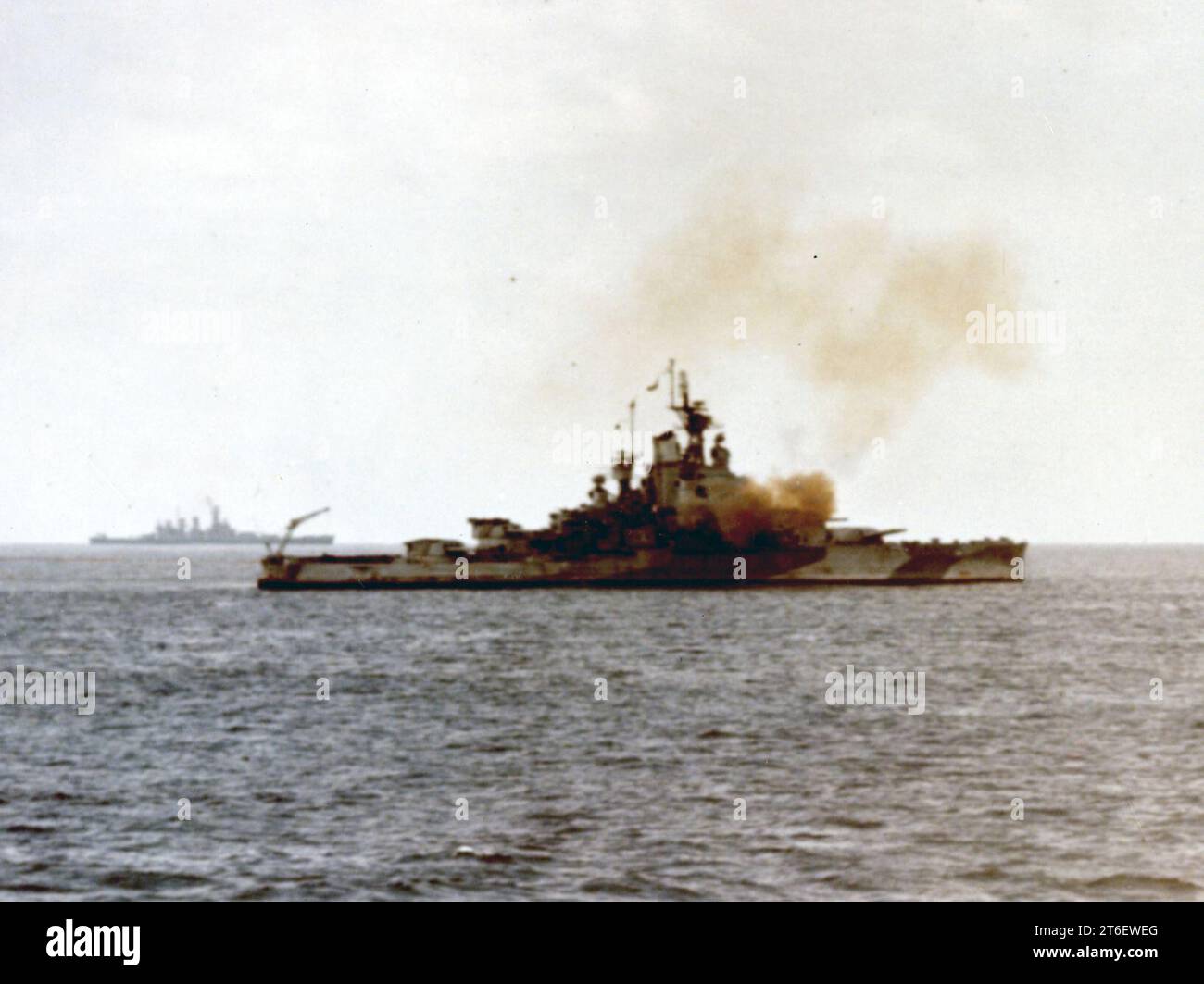 USS Nevada (BB-36) bombarding Iwo Jima Stock Photo - Alamy