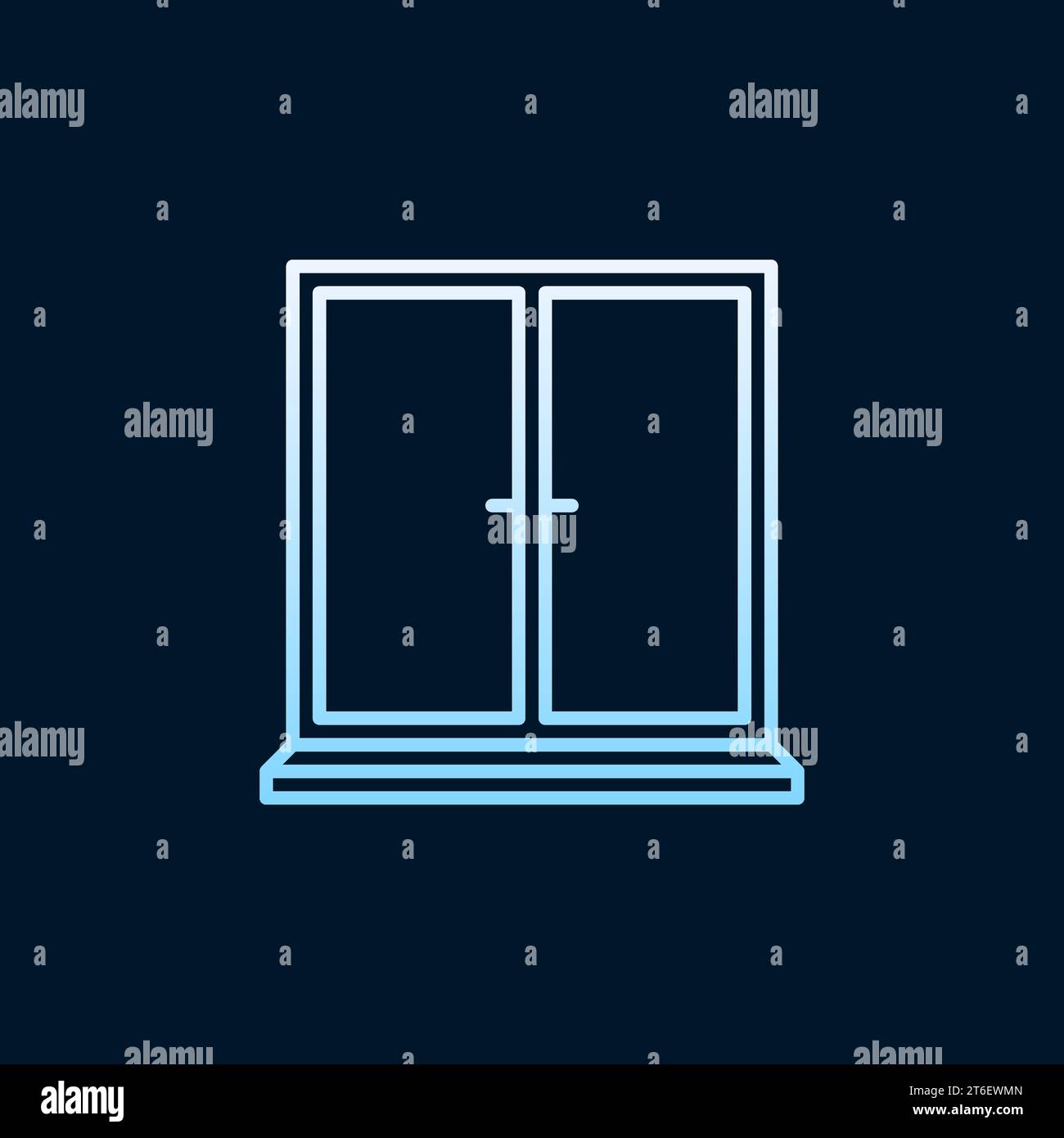 Closed Window with Sill vector thin line concept blue colorful icon or ...