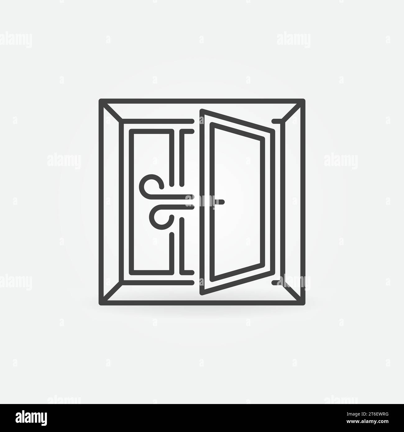 Fresh Air from Open Window line icon. Room Ventilation vector concept ...