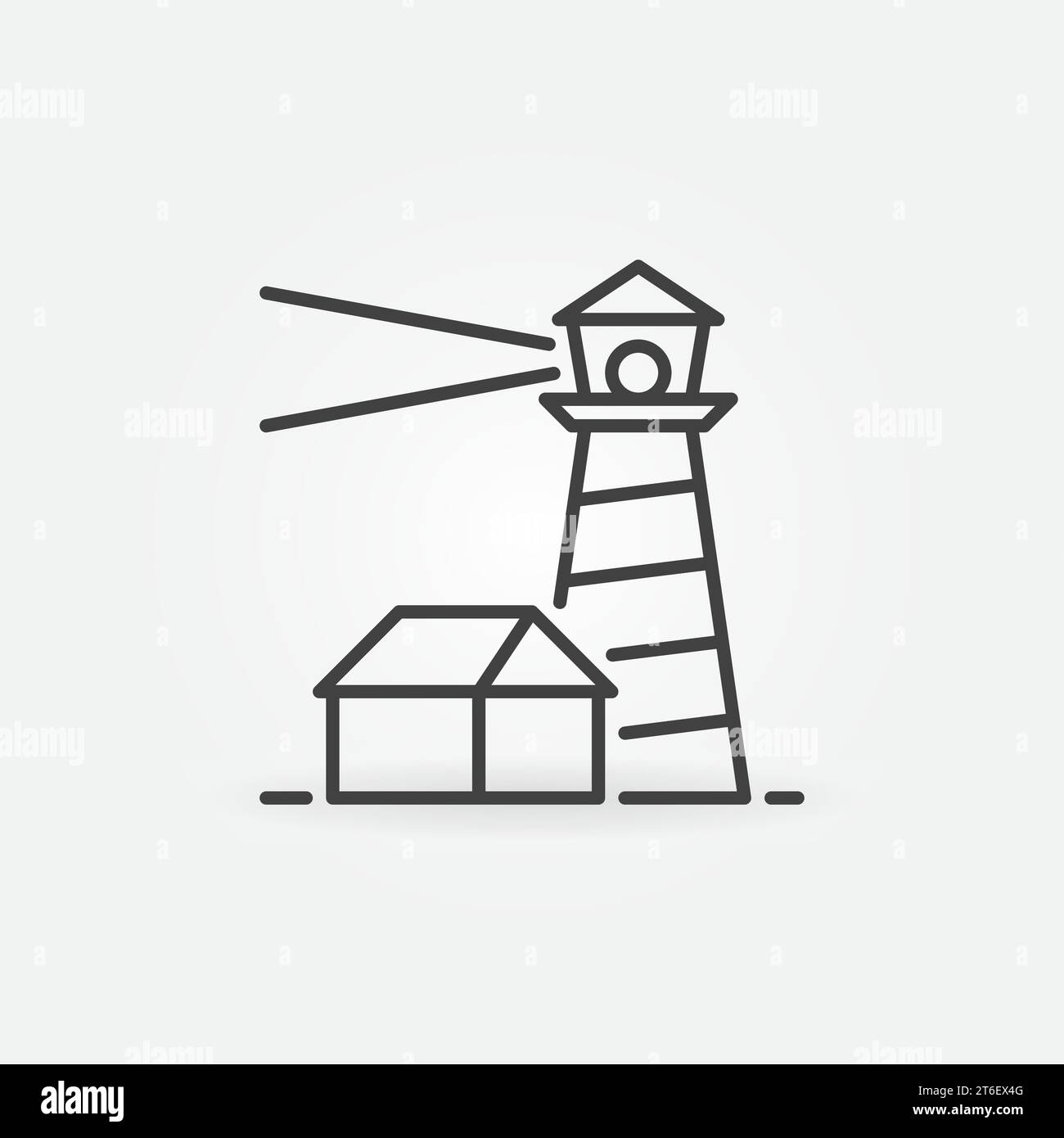 Lighthouse with Small House vector outline concept icon or design ...
