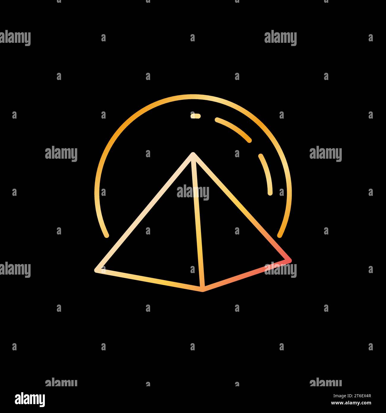 Vector Egyptian Pyramid with Sun concept outline colorful icon or ...