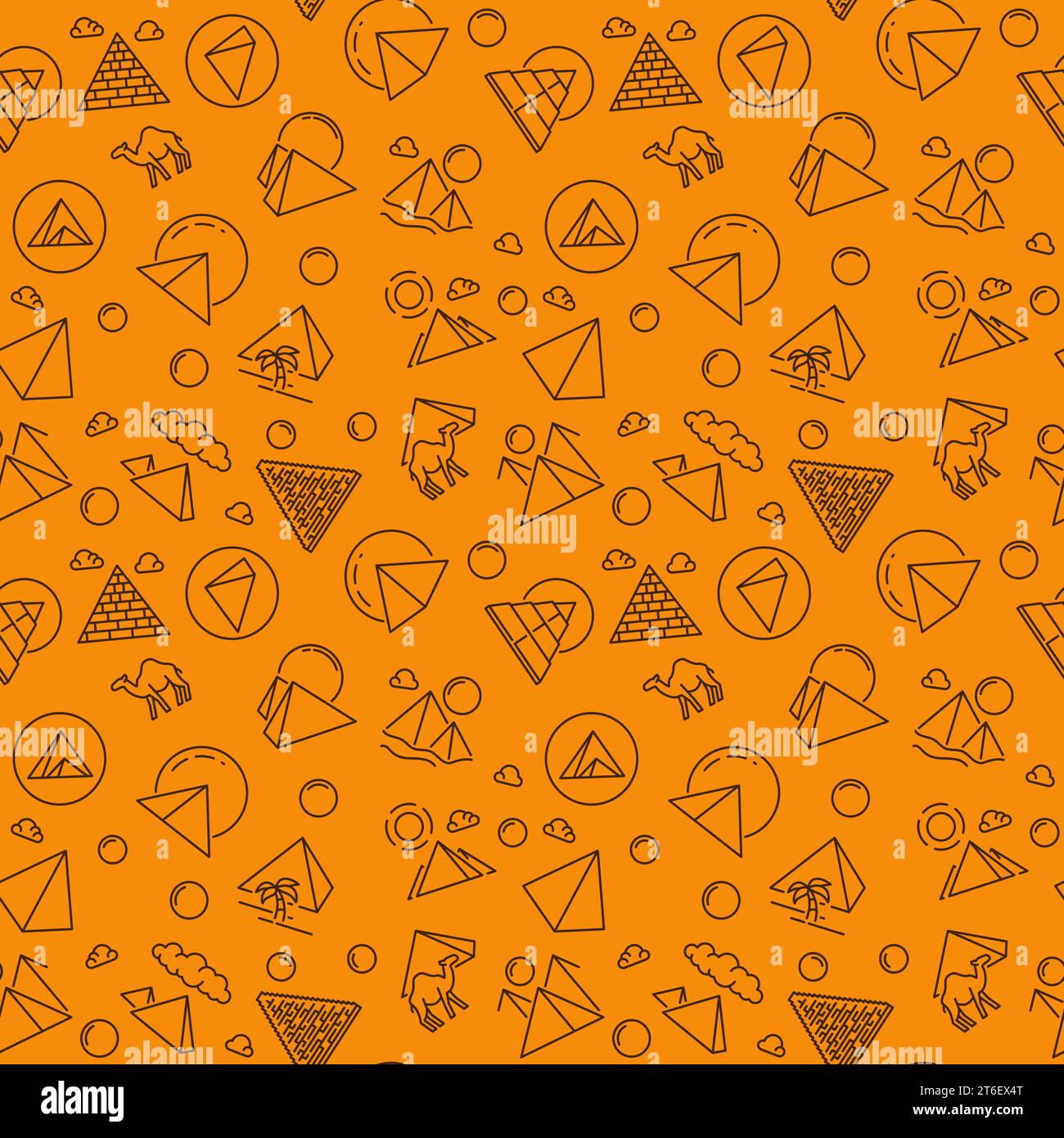 Pyramids in Egypt vector concept creative linear seamless pattern or ...