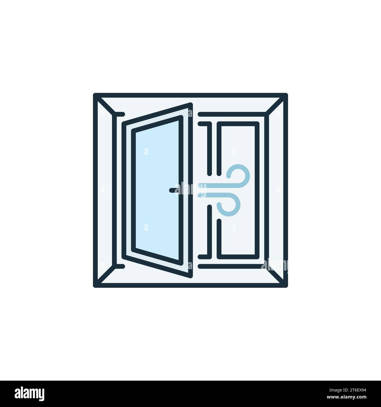 Open Window with Fresh Air colored icon - Room Ventilation vector ...