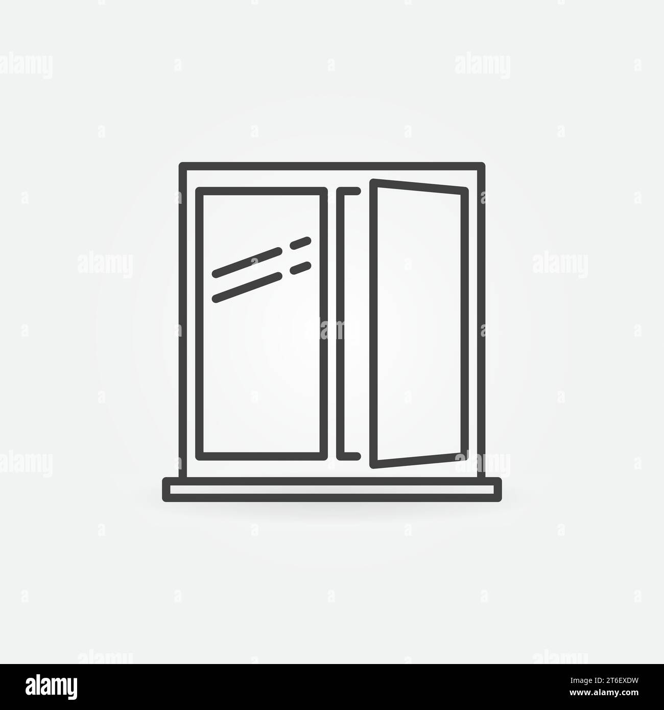 Opened Window with Sill vector concept icon or sign in thin line style ...