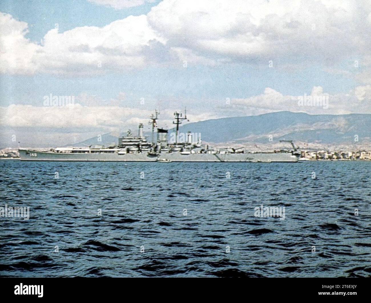 USS Newport News (CA-148) at anchor in 1958 Stock Photo - Alamy