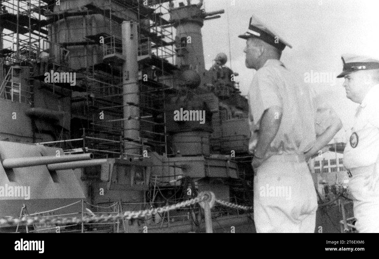 USS Newport News (CA-148) during overhaul at the Norfolk Navy Yard 1965 ...