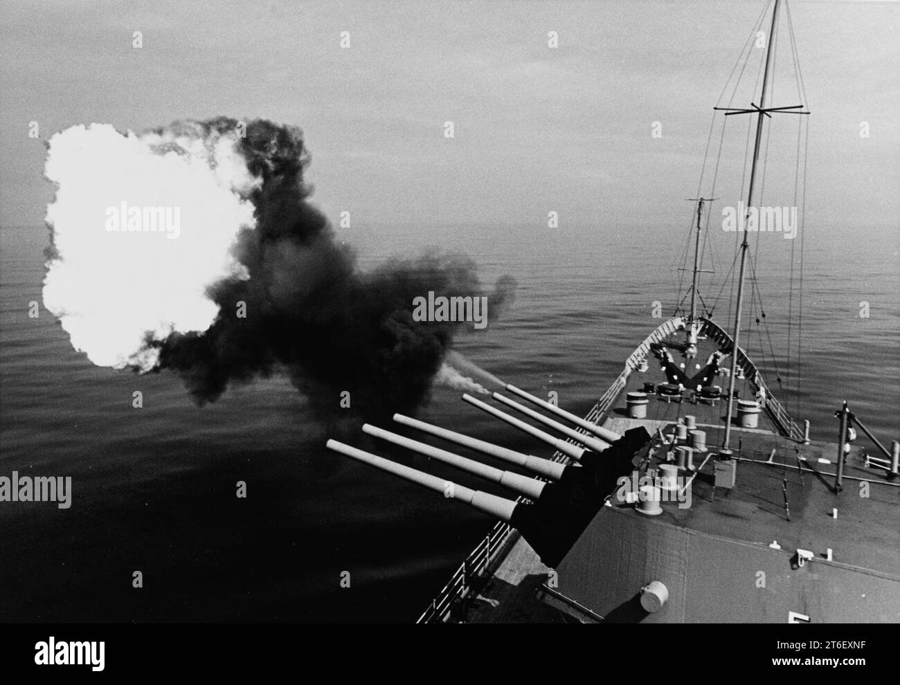 USS Newport News (CA-148) fires guns off Vietnam in October 1967 Stock ...