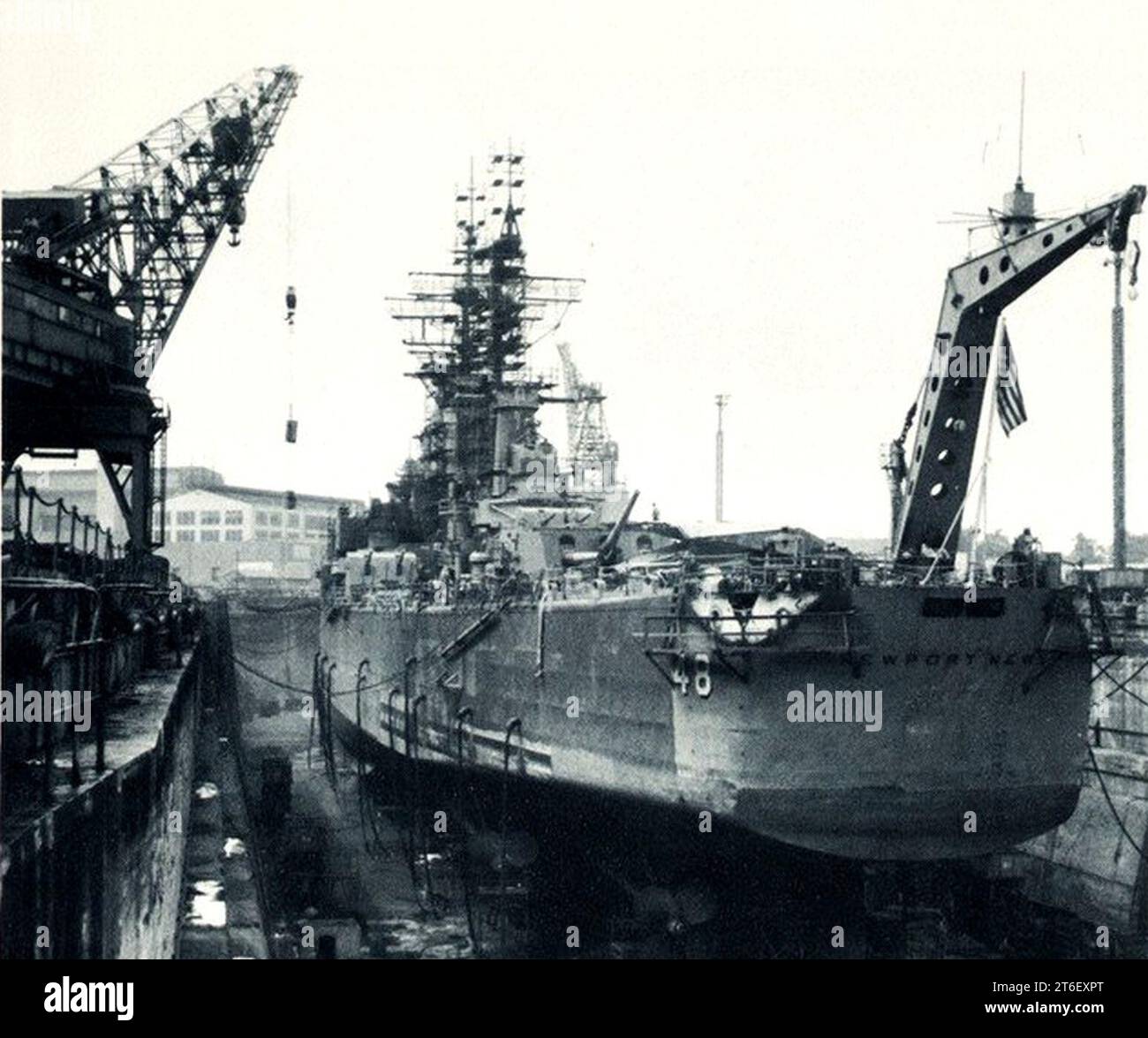 USS Newport News (CA-148) in drydock at the Norfolk Navy Yard 1965 ...