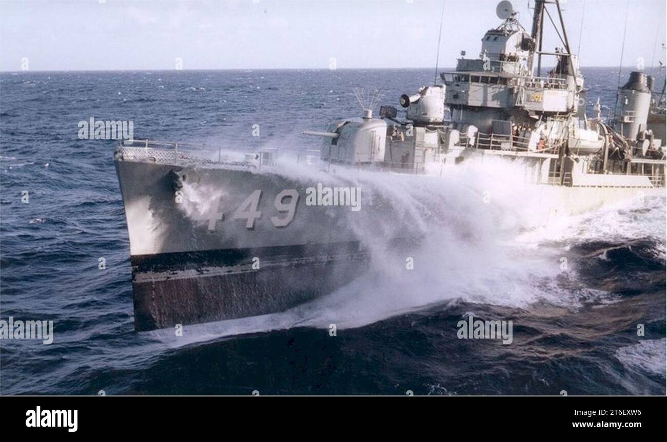 USS Nicholas (DD-449) in heavy seas, circa in 1968 Stock Photo - Alamy